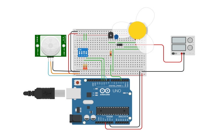 Circuit design AC#4 Using Transistors and Driving DC Motors - Tinkercad