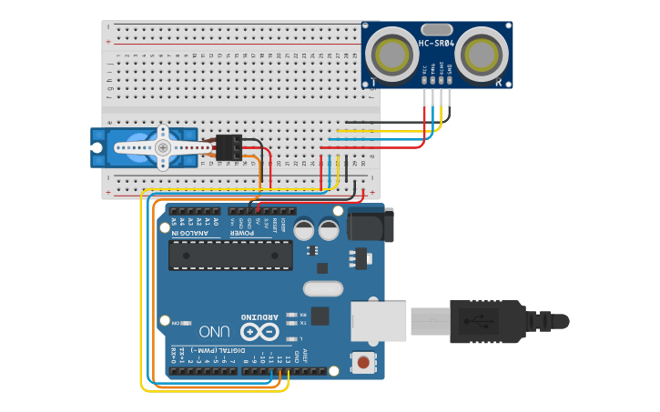 Circuit design Ultrasonic Radar | Tinkercad