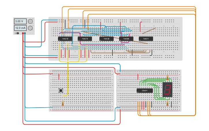 Circuit Design 0356489 Synchronous 4 Bit Counter Tinkercad