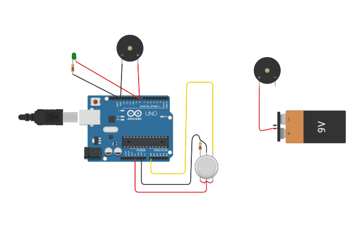 Circuit Design გაზის სენსორი Co Tinkercad