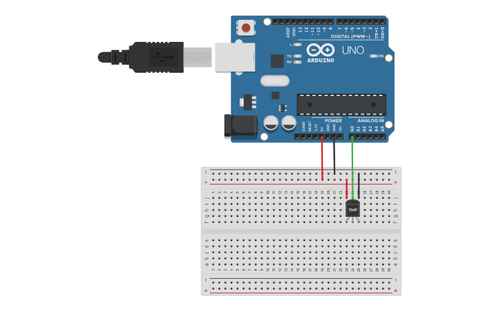 Circuit design Temperature sensor - Tinkercad