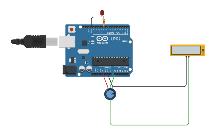 Circuit design Lab 4 - Task 2 - LED Blinking Control (Potentiometer) | Tinkercad