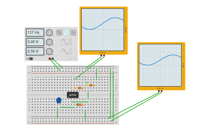 Circuit Design Filtro Pasa Bajos Tinkercad