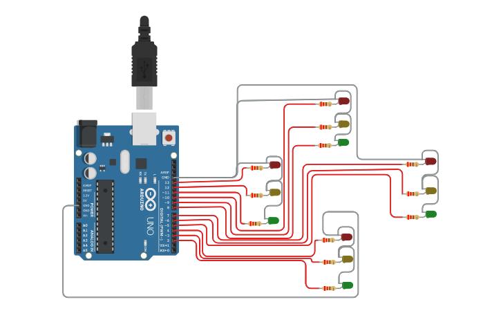 Circuit design lampu perempatan jalan 2 | Tinkercad Circuit design lampu perempatan jalan 2 | Tinkercad