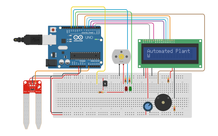 Circuit design Automated Plant Watering System - Tinkercad