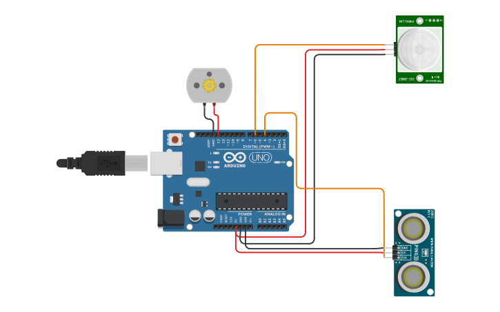 Circuit design Copy of Automatic Door (using PIR Sensor) - Tinkercad
