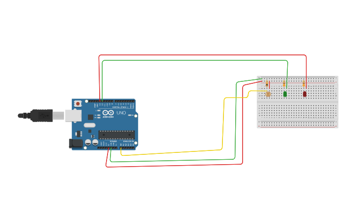Circuit design LED Code - Tinkercad