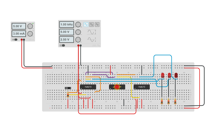 Circuit Design Synchronous Counter Tinkercad
