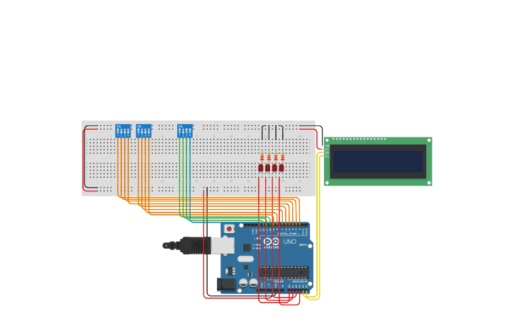 Circuit design 4-bits ALU Final Project Computer Architecture - Tinkercad