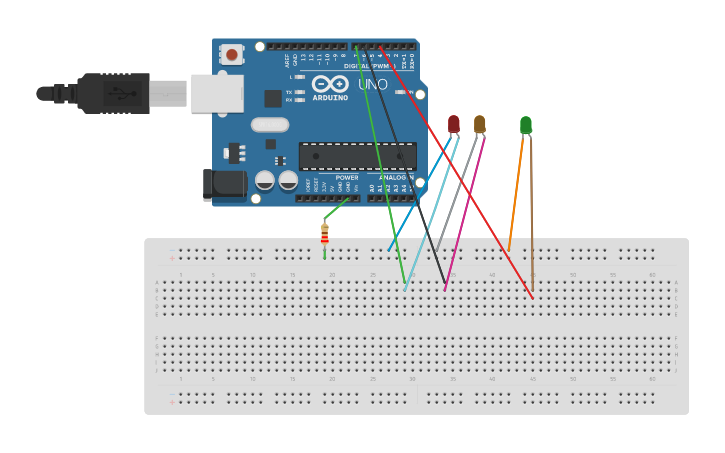 Circuit design semaforo con arduino - Tinkercad Circuit design semaforo con arduino - Tinkercad