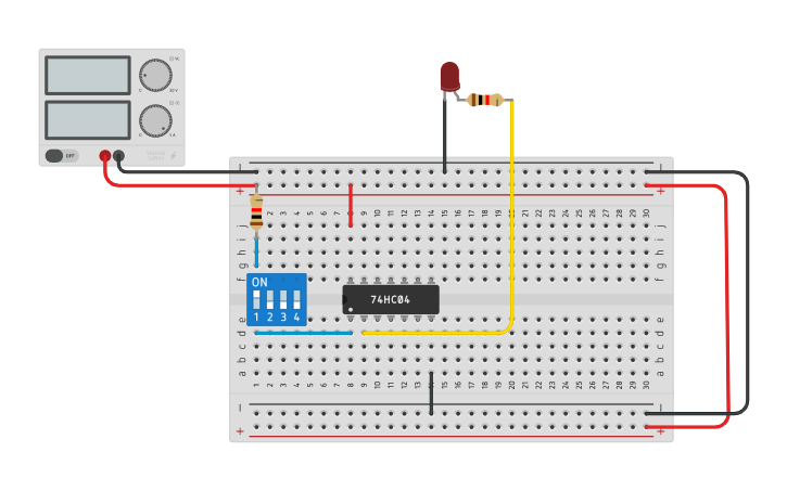 Circuit design NOT Gate - Tinkercad