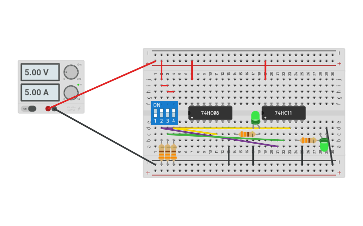 Circuit design Circuito AND de 3 variables | Tinkercad