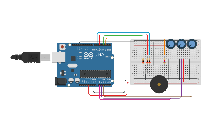 Circuit design Reto integrador | Tinkercad