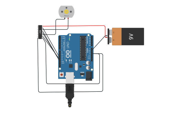 Circuit design Rotating DC Motor - Tinkercad