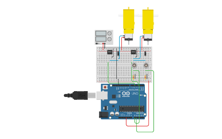Circuit design Line Following Robots - Tinkercad