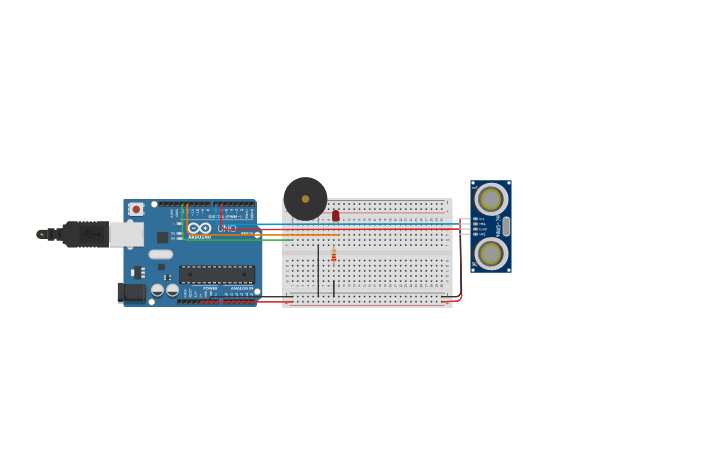Circuit design Sensor Parkir | Tinkercad Circuit design Sensor Parkir | Tinkercad