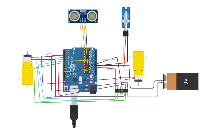 Circuit Design Obstacle Avoidance Robot Tinkercad