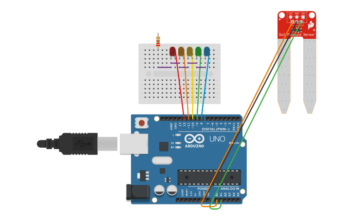 Circuit design soil moisture sensor - Tinkercad