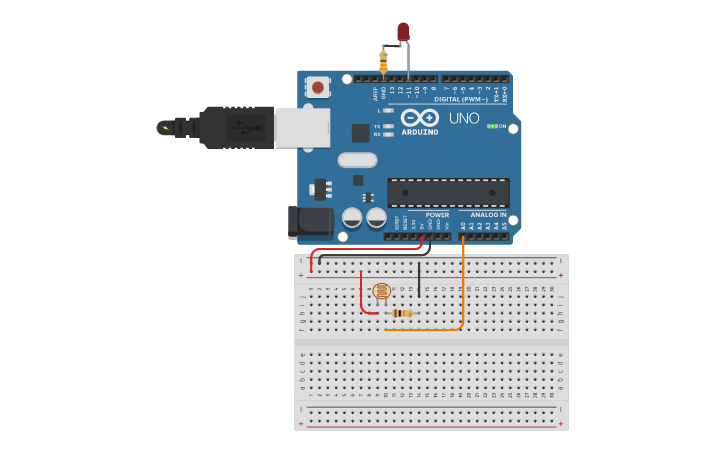 Circuit design Automatic Night Lamp (Blocks) | Tinkercad