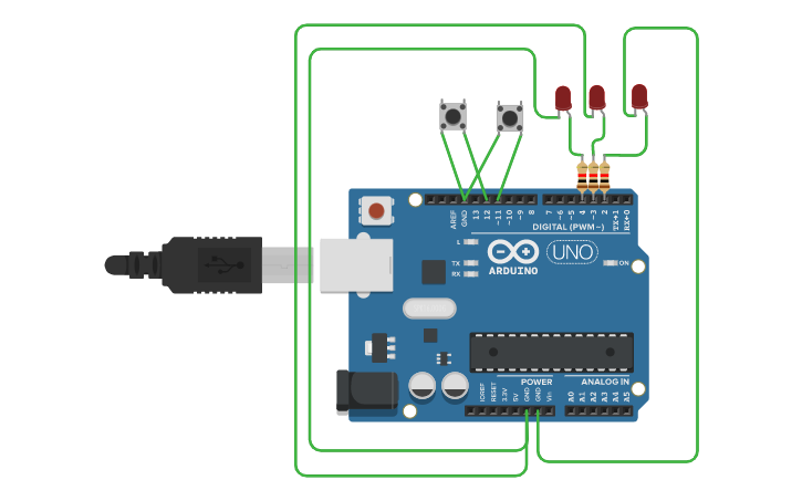 Circuit design Ej 7 de tp Arduino | Tinkercad