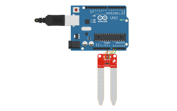 Circuit design Soil Moisture - Tinkercad