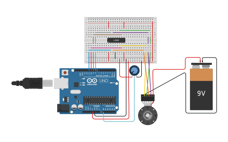 Circuit design Stepper Motor - Tinkercad