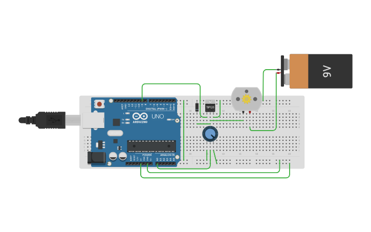 Circuit design 电位器控制电机 - Tinkercad