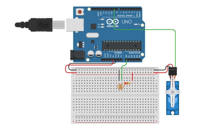 Circuit design C. Light Controlled Servo | Tinkercad Circuit design C. Light Controlled Servo | Tinkercad