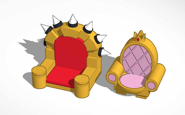 3D design peach and bowser thrones - Tinkercad