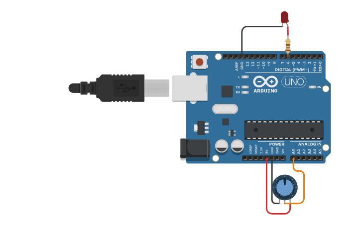 Circuit design Entrada e Saída Analógica do Arduino - Tinkercad