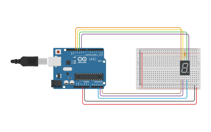Circuit design Display 7 Segmentos-(Blocos) - Tinkercad