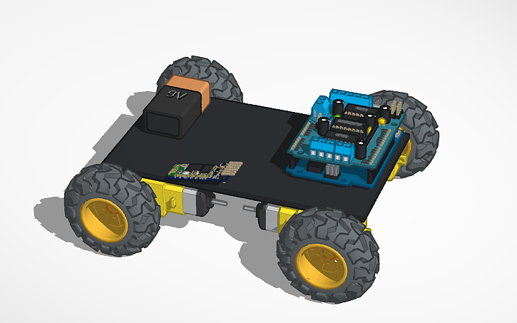 3D design Simulación de movimiento del carro 4x4 3D - Tinkercad