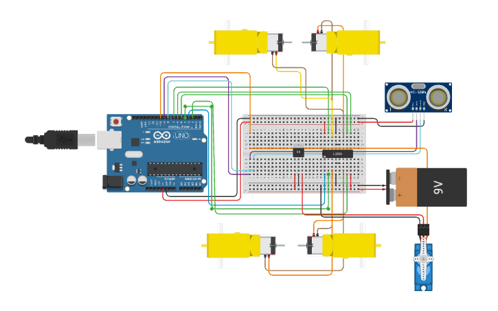 Circuit design car with sound sensor - Tinkercad
