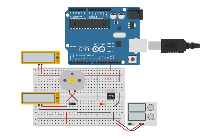 Circuit Design Tip120 Transistor Motor Arduino Tinkercad 9874