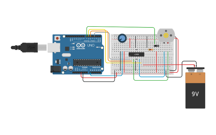 Circuit design Cambio de dirección de un motor - Tinkercad