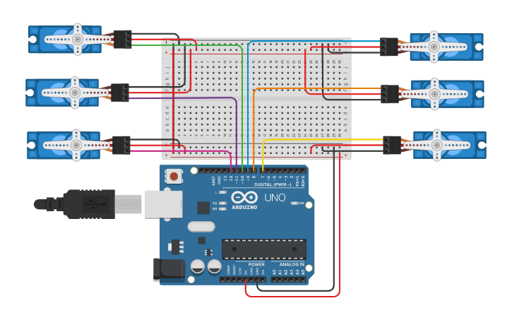 Circuit design Brazo Robotico | Tinkercad