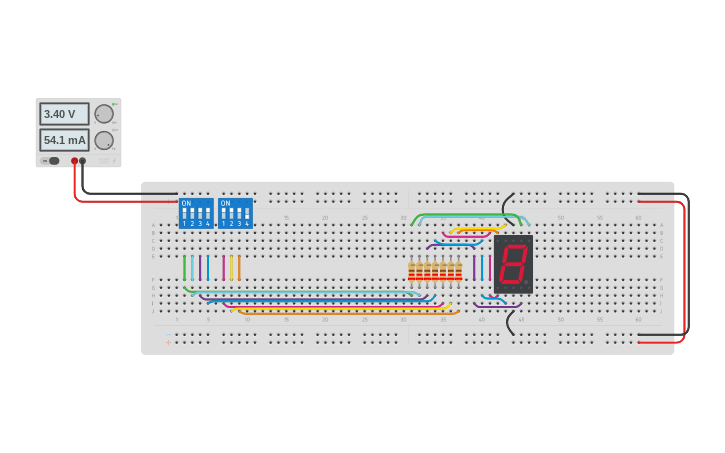 Circuit design 2.3.2a Seven Segment Display 1 | Tinkercad
