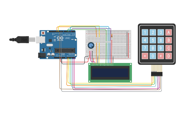 Circuit Design Password Detection Using Keypad And Lcd Tinkercad