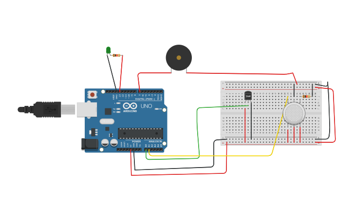 Circuit design fire alarm system - Tinkercad