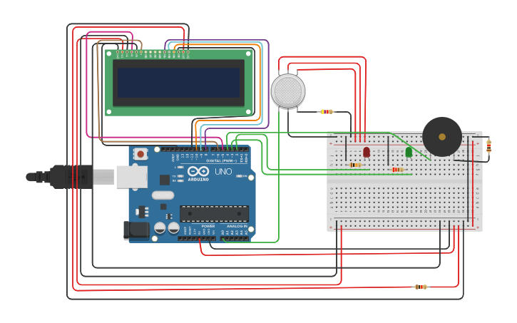 Circuit design Gas Sensor - Tinkercad