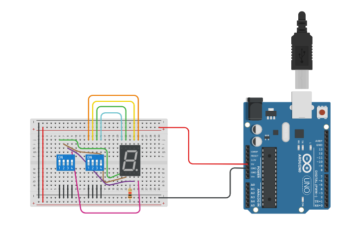 Circuit Design Display Siete Segmentos Tinkercad
