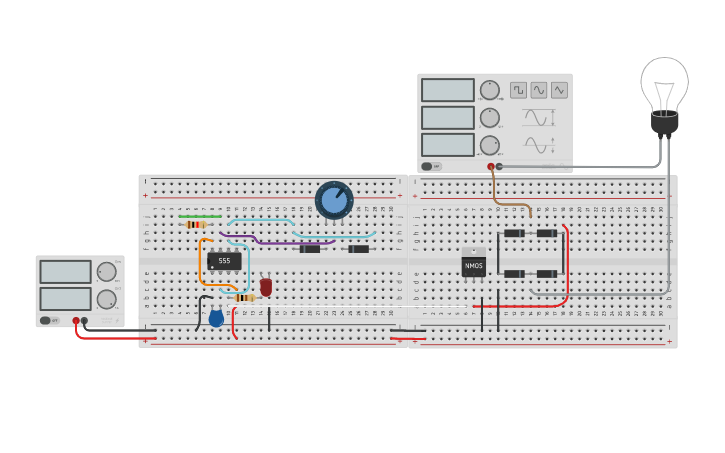 Circuit design PWM com 555 - Tinkercad
