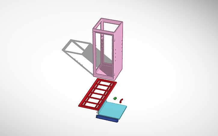 3D design PRINT: BODY, WINDOWS, DOOR KNOB, SHELF - Tinkercad