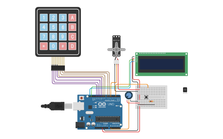 Circuit design Servo position control - Tinkercad