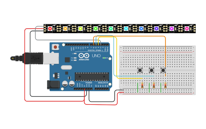 Circuit design Christmas Lights - Tinkercad