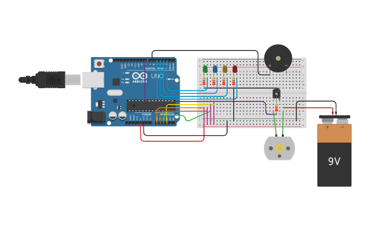 Circuit design Water Level Indicator - Tinkercad