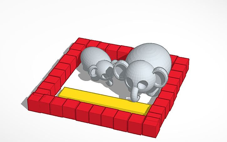 3D design A baby Elephant with his mother eating hay | Tinkercad
