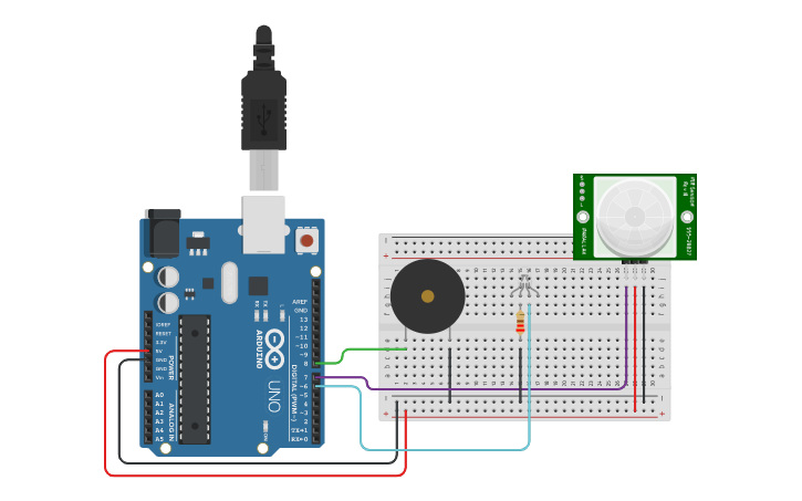 Circuit design Sistema de seguridad. | Tinkercad
