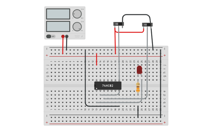 Circuit design IC 74S02 - Tinkercad