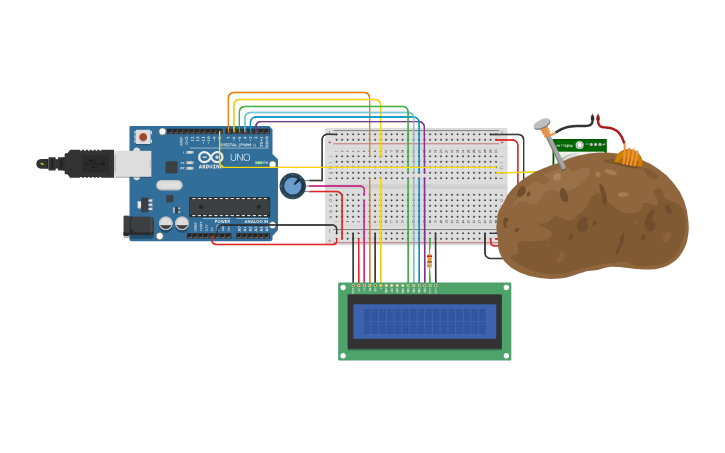 Circuit design Pantalla LCD Con PIR | Tinkercad